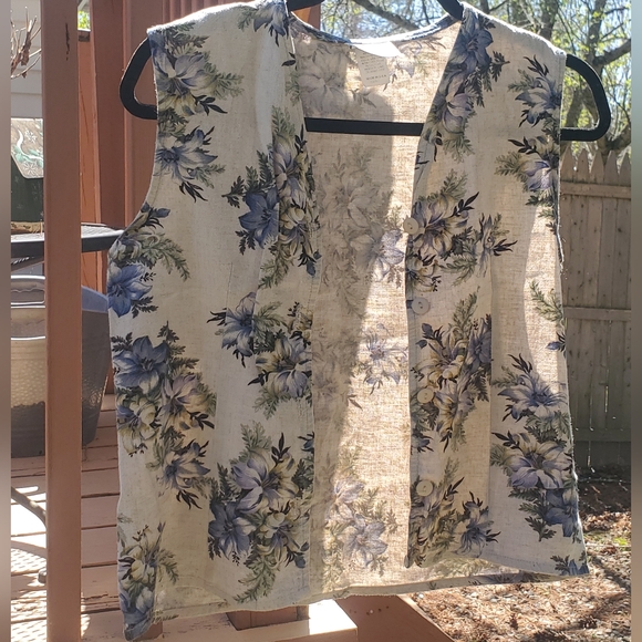 Tops | Vintage Cottagecore Floral Linen Vest | Poshmark